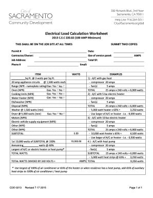 Electrical Load Calculation Form Fill And Sign Printable Template Online