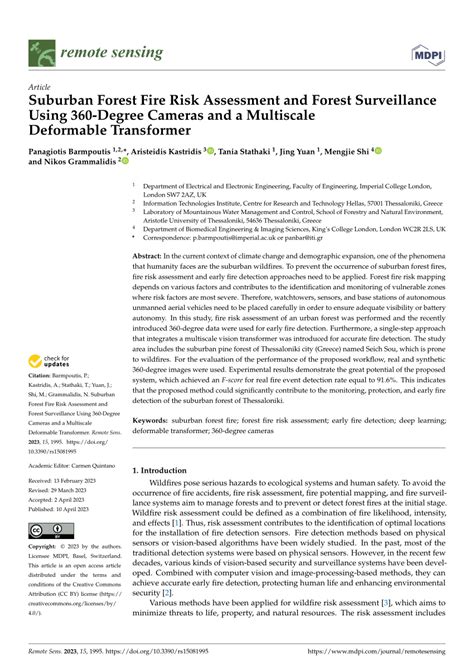 PDF Suburban Forest Fire Risk Assessment And Forest Surveillance Using Degree Cameras And