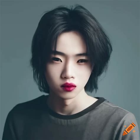 Portrait Of A Young Man With Long Black Hair And Big Eyes On Craiyon