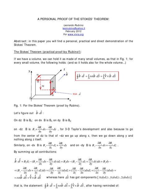 A Personal Proof Of The Stokes Theorem Una Dimostrazione Personale Del