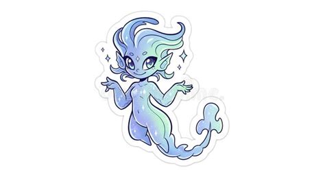 Cute Water Sprite Character With Sparkles Stock Illustration