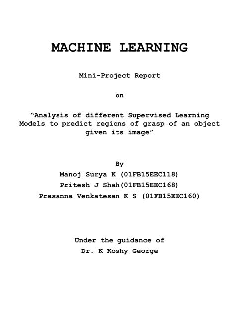PDF Machine Learning Robotic Grasping