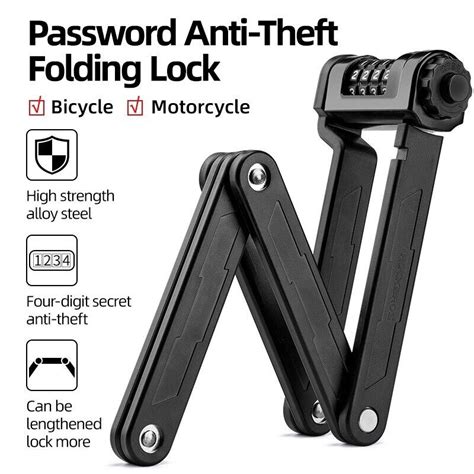 Rockbros Folding Bike Lock Combination Bike Lock With Mount Electric B