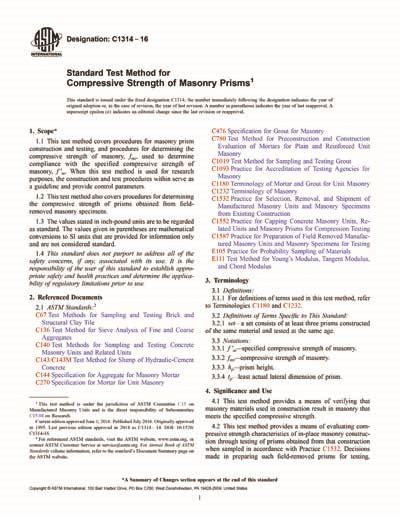 Astm C1314 16 Standard Test Method For Compressive Strength Of