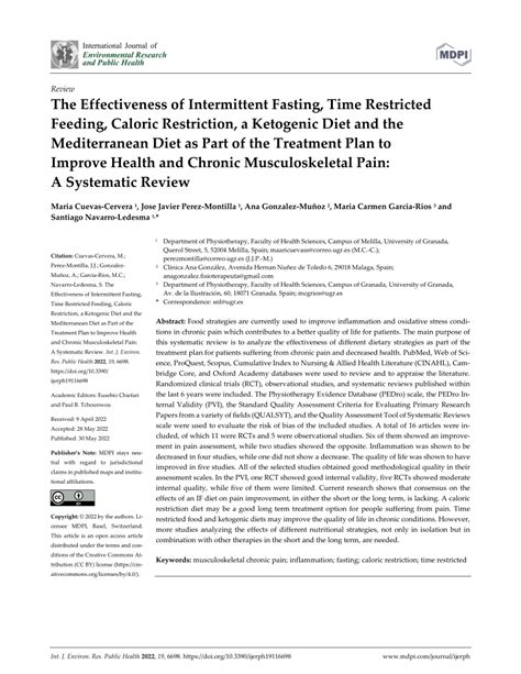 Pdf The Effectiveness Of Intermittent Fasting Time Restricted Feeding Caloric Restriction A