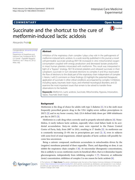 Pdf Succinate And The Shortcut To The Cure Of Metformin Induced