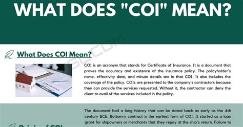 Coi Meaning What Does Coi Stand For • 7esl
