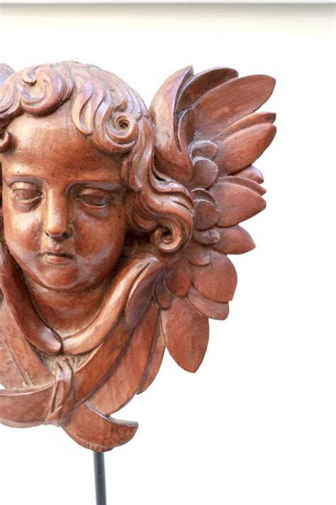 Cherub Head Of Winged Angel Xviii ° Century