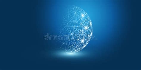 Abstract Blue Futuristic Modern Style Cloud Computing Networks Structure Telecommunications