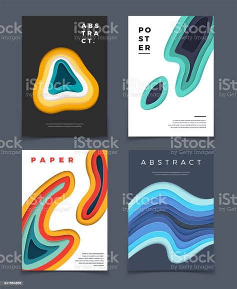 종이와 현대 추상 배경 색상 모양 잘라 Papercut 3d 레이어 커버 벡터 디자인 3차원 형태에 대한 스톡 벡터 아트 및 기타 이미지 3차원 형태 가리기 개념