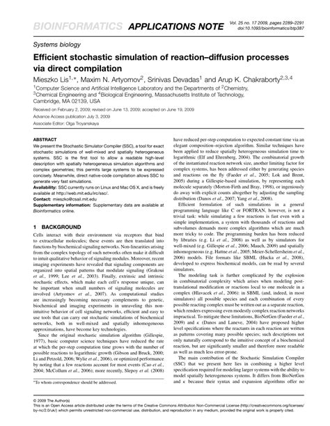 Pdf Efficient Stochastic Simulation Of Reactiondiffusion Processes Via Direct Compilation