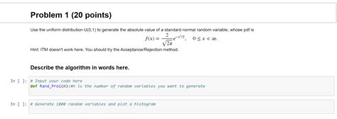 Solved Problem 1 (20 ﻿points)Use the uniform distribution | Chegg.com