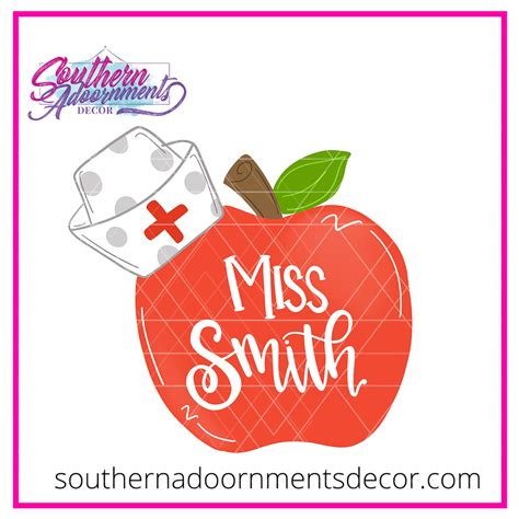 Nurse Apple Template And Digital Cut File Southern Adoornments Decor