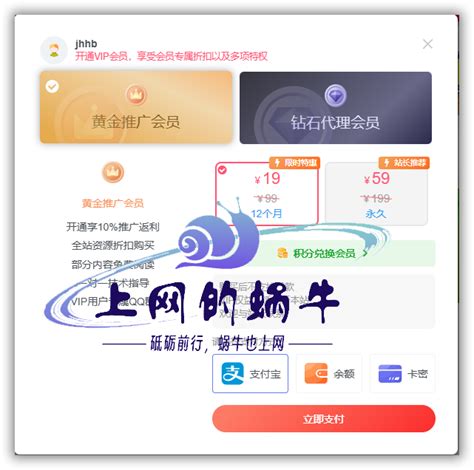 子比主题自己增加直接跳转至会员开通界面功能 上网的蜗牛