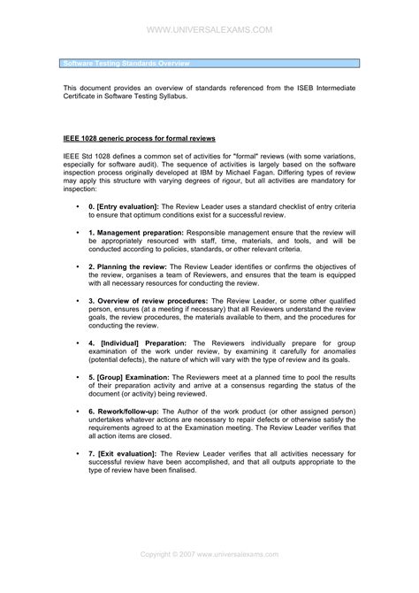 Testing Standards List Pdf