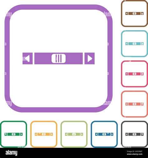 Horizontal Scroll Bar Simple Icons In Color Rounded Square Frames On White Background Stock