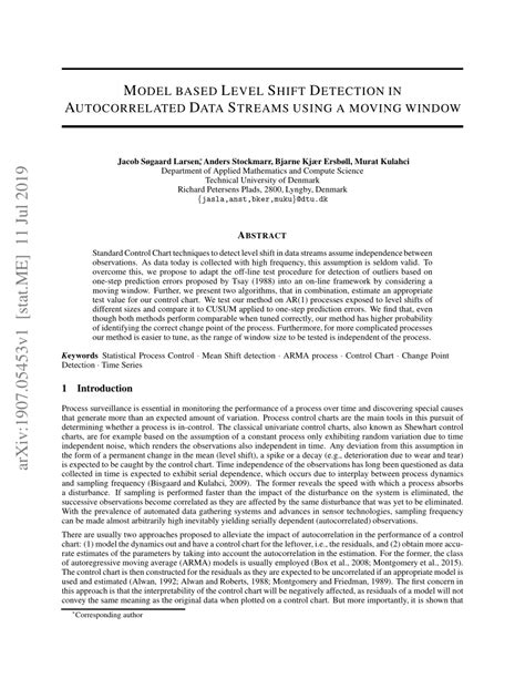 Pdf Model Based Level Shift Detection In Autocorrelated Data Streams