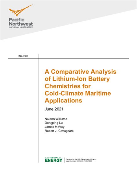 Pdf A Comparative Analysis Of Lithium Ion Battery Chemistries For Cold Climate Maritime