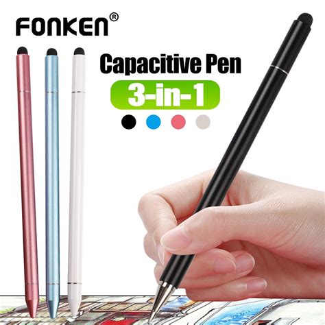 터치 스크린 드로잉 정전식 펜 Ios 레노버 샤오미 삼성 스타일러스 안드로이드 태블릿 펜 범용 스마트폰 3 In 1 스타일러스 Aliexpress