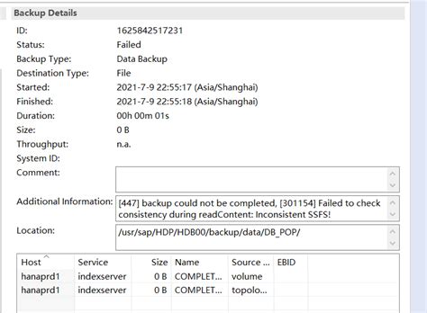 Backup Fails With Ssfs Inconsistency Error Sap Community