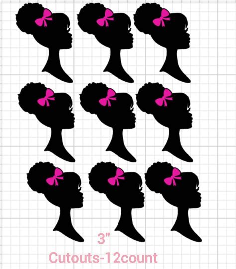 Afro Barbie Silhouette 3 Cardstock Cutouts Etsy