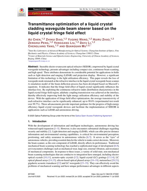 Pdf Transmittance Optimization Of A Liquid Crystal Cladding Waveguide