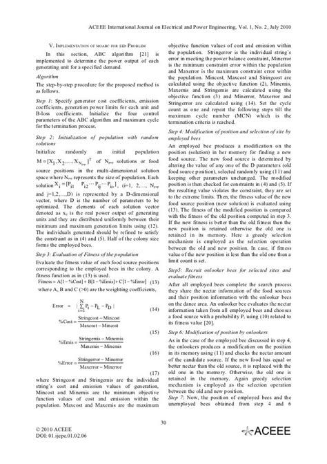 Economicemission Load Dispatch Using Artificial Bee Colony Algorithm