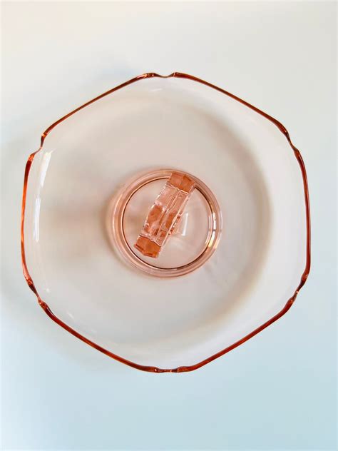 Vintage Pink Depression Glass Tray With Center Handle 1930s Era