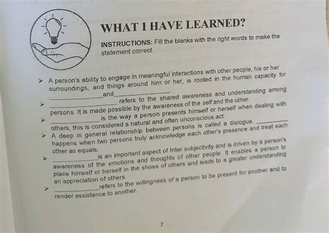 What I Have Learned Instructions Fill The Studyx