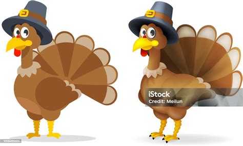 터키 순례자 모자 추수 감사절 휴가 축 하 3d 만화와 평평한 디자인 문자 벡터 일러스트 레이 션 칠면조 가금류에 대한 스톡 벡터 아트 및 기타 이미지 Istock
