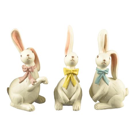 S3 Custom Decorative White Resin Rabbit Figurine With Long Ears Ennas