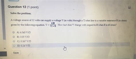 Solved Solve The Problem A Voltage Source Of Volts Can Chegg Com
