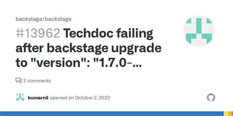 Techdoc Failing After Backstage Upgrade To Version 170 Next0