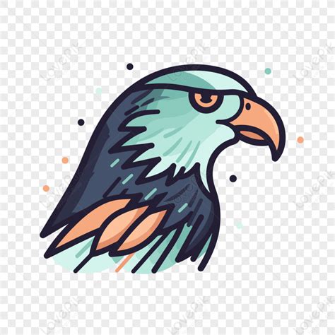 Icon Ng Ulo Ng Agila Sa Kulay At Berdeng Vector Balangkas Larawan