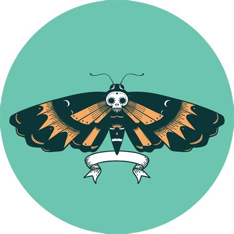 Tattoo Style Icon With Banner Of A Deaths Head Moth 12038448 Vector Art