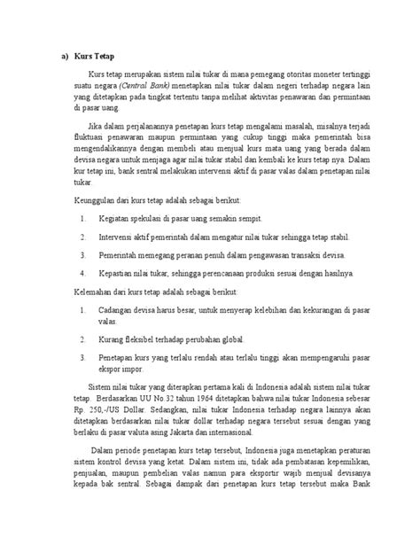 Kurs Tetap Kurs Mengambang Bebas Undervalued Overvalued Pdf