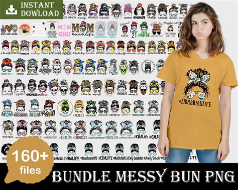 160 Messy Bun Svg Messy Bun With Glasses Svg Momlife Svg Mom Skull Svg
