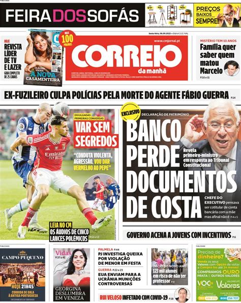 Capa Correio Da Manhã 8 Setembro 2023 Capasjornaispt