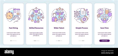 It Staffing Service Advantages Onboarding Mobile App Screen Stock