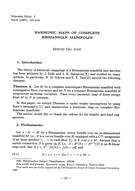 PDF Harmonic Maps Of Complete Riemannian Manifolds