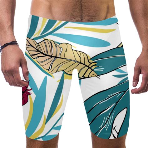 Mens Swim Briefs Mens Jammers For Swimming Modern Cartoon Tropical