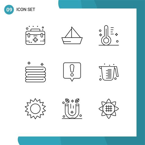 Pictogram Set Of 9 Simple Outlines Of Chat Error Cleaning Vehicles Clean Sunny Editable Vector