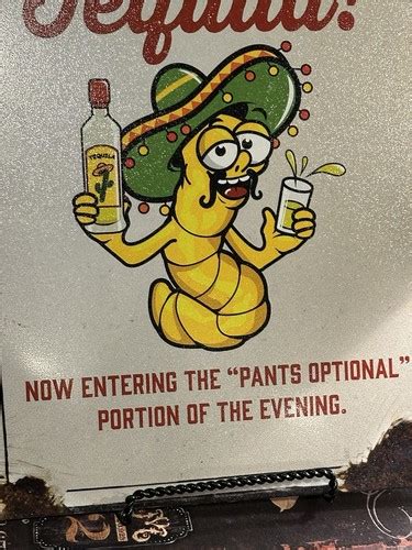 New Nwt Tequila Worm Pants Optional Tin Metal Sign 16x12 Jose Cuervo