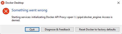 Cannot Start Docker For Windows Access Is Denied Docker Desktop