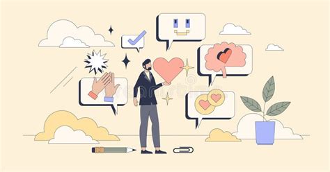 Social Emotional Learning And Literacy Tiny Person Neubrutalism Concept Stock Illustration