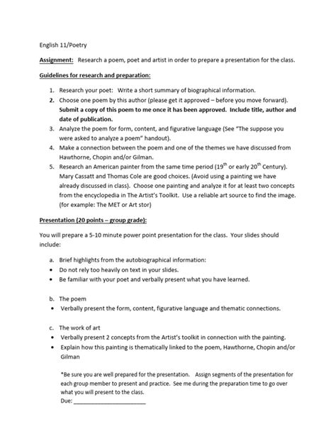 Poetry And Art Assignment Pdf