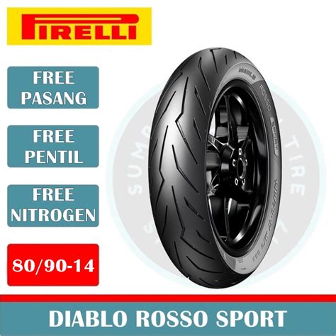 Jual Ban Motor PIRELLI DIABLO ROSSO SPORT 80 90 14 Tubeless Ban Motor Matic Ring 14 Ban Motor