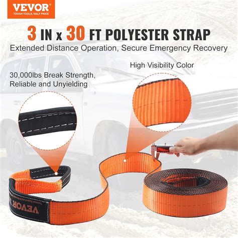 Corde De Remorquage Cinétique Vevor 22 225 Mm X 9 1 M Charge 13871 Kg