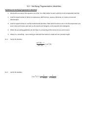 Verifying Trigonometric Identities Guidelines And Examples Course Hero