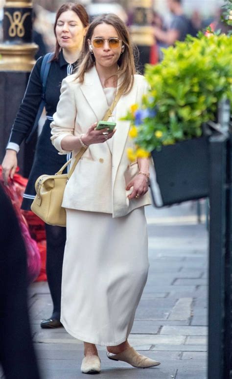 Emilia Clarke In A White Dress Was Seen Out In Soho In London 0525